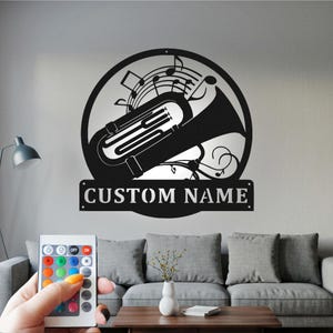 Custom Tuba Musical Instrument Metal Wall Art With Led Light ...
