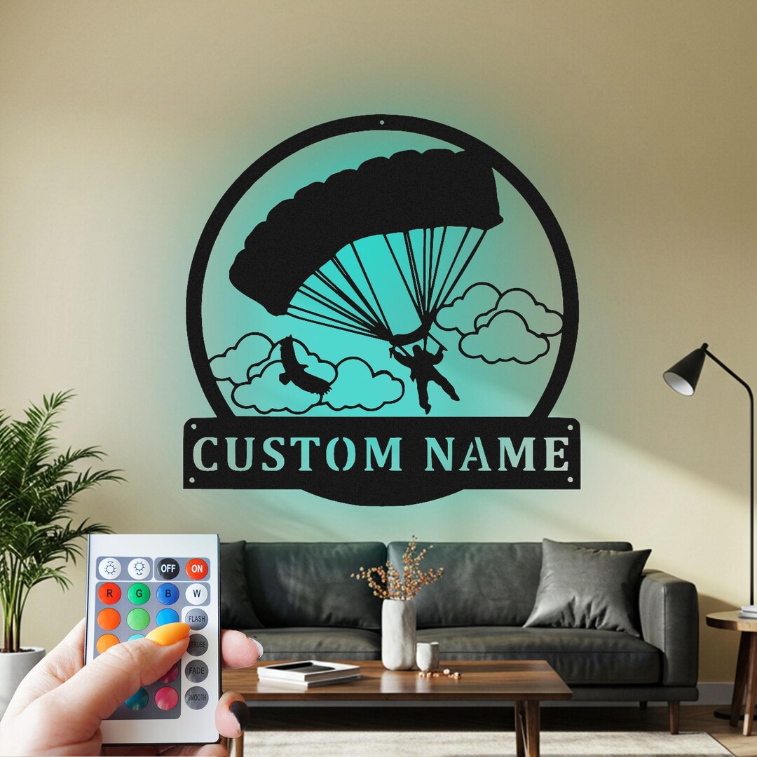 Custom Parachuting Skydiving Metal Wall Art With Led Light ...