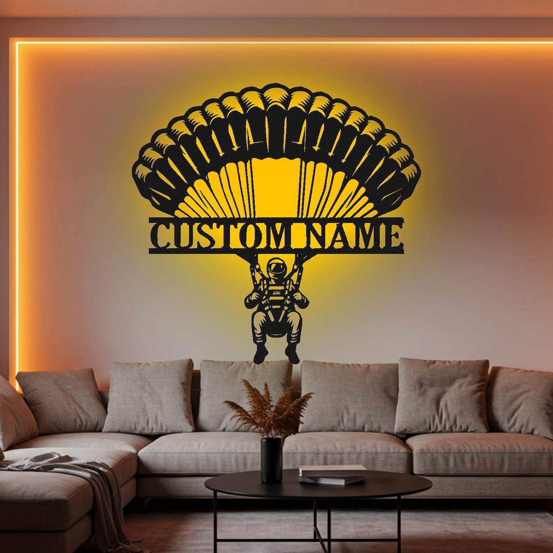 Custom Powered Parachute Led Light Metal Wall Art Parachuting Name Sign ...