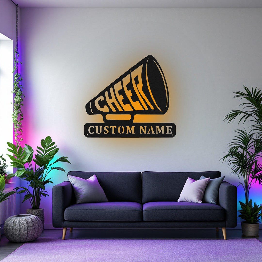 Custom Megaphone Metal Wall Art With Led Light, Personalized ...