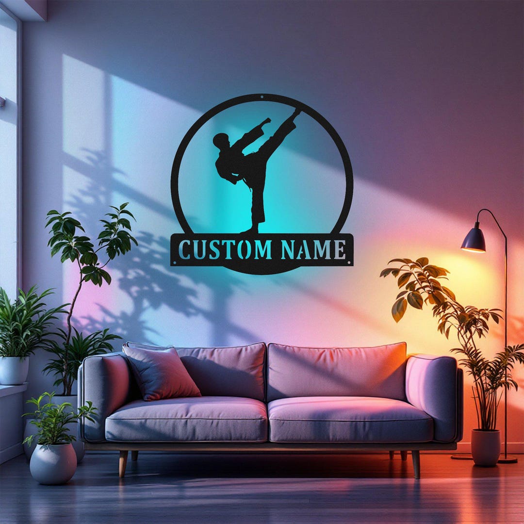Custom Karate Metal Wall Art With Led Light, Personalized Horse Karate ...