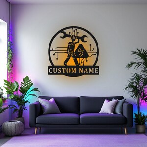 Custom Electrical Engineering Metal Wall Art With Led Light ...