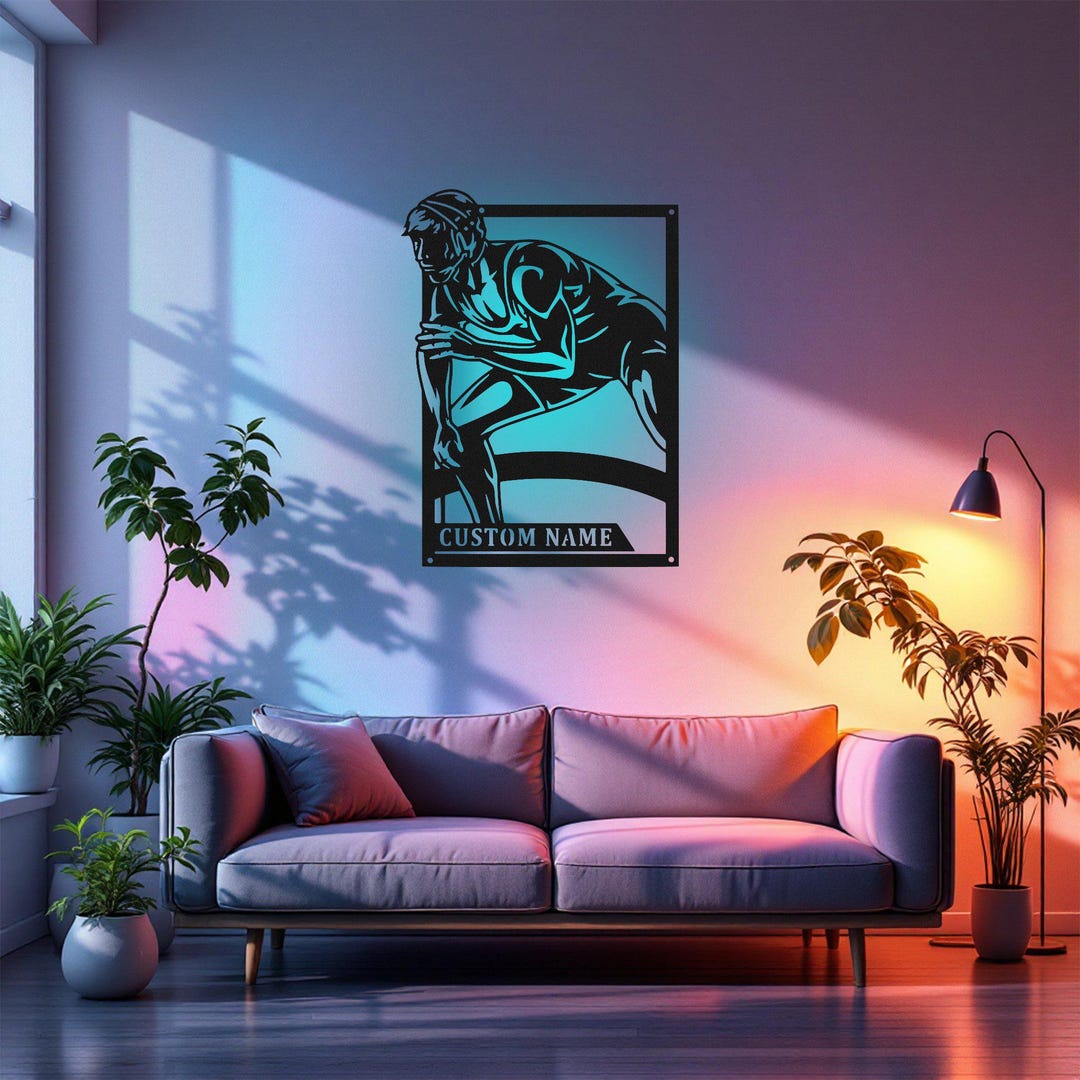 Custom Male Wrestler Signage Metal Wall Art With Led Light ...