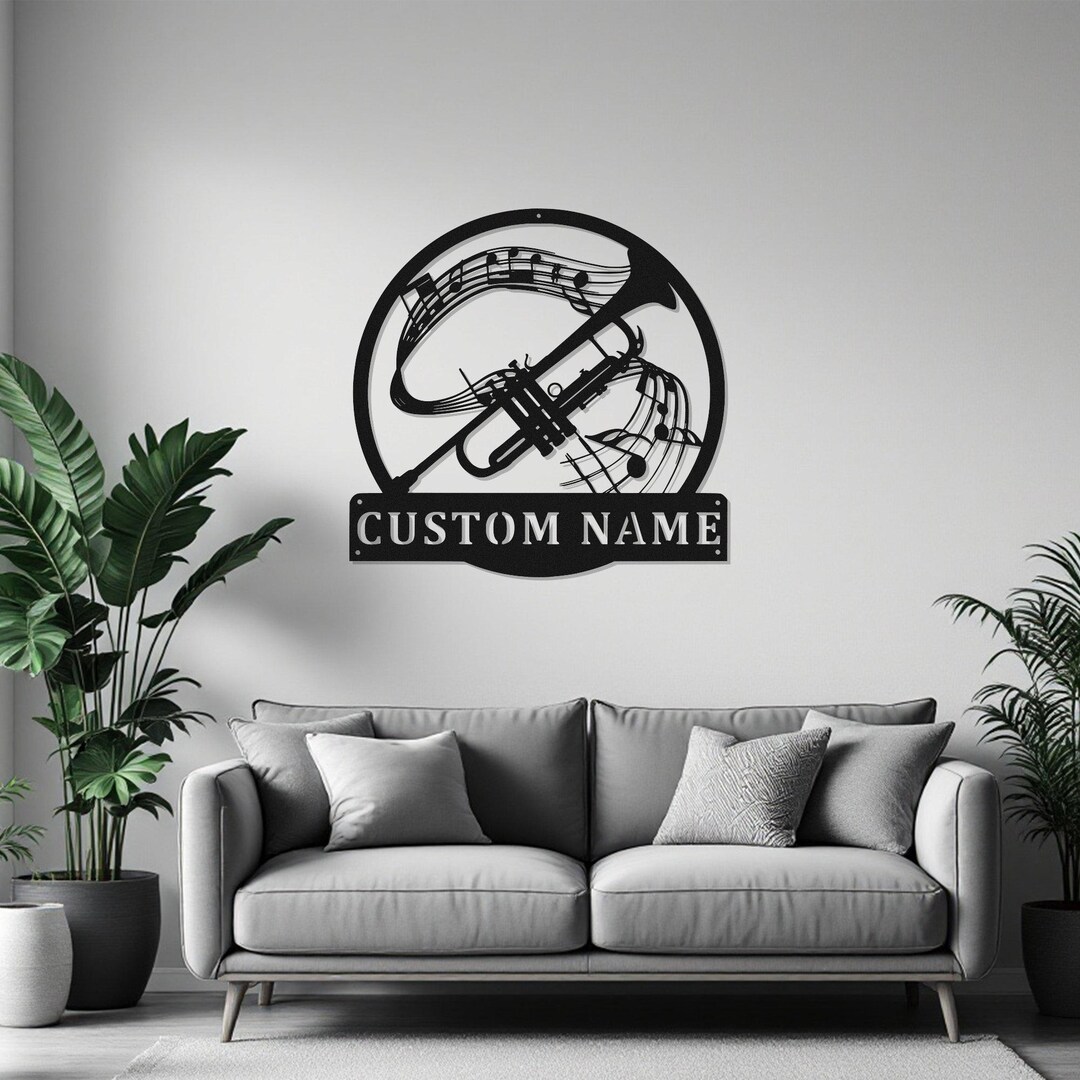 Custom Trumpet Musical Instrument Metal Wall Art With Led Light ...