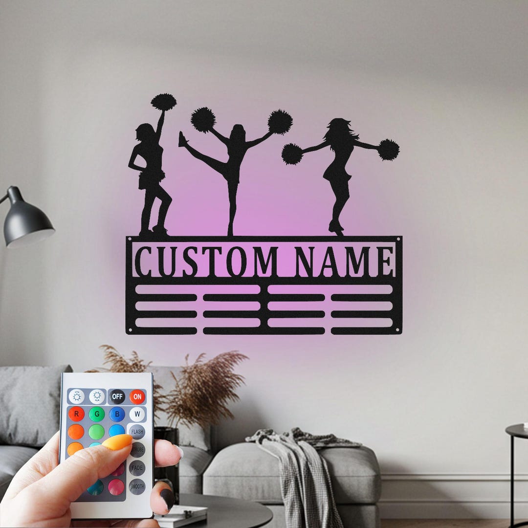 Custom Cheerleader Metal Wall Art With Led Light, Personalized ...