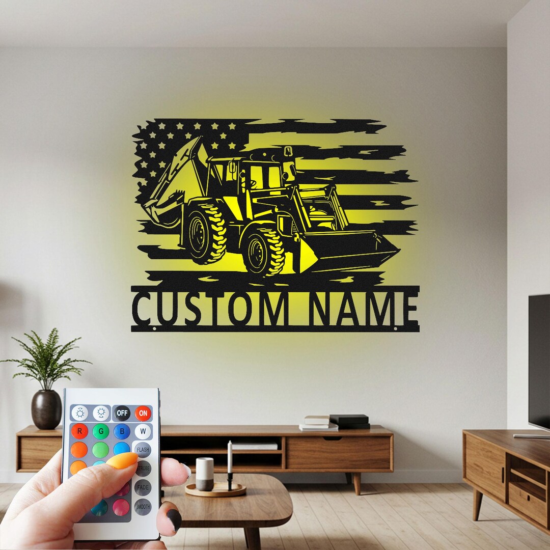 Custom Backhoe Truck Metal Wall Art With LED Lights - Etsy