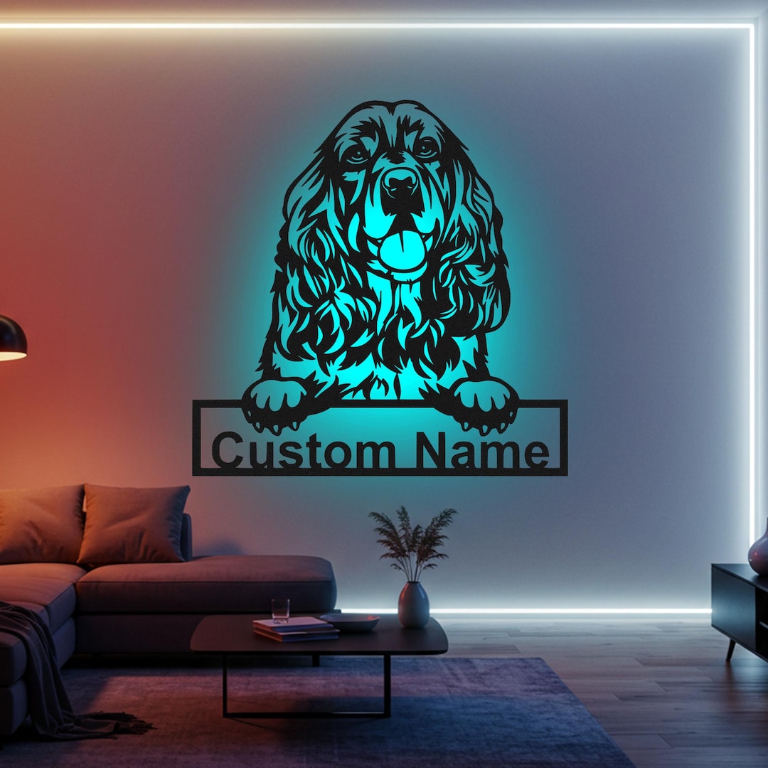 Personalized Cocker Spaniel Metal Sign With LED Light - Etsy