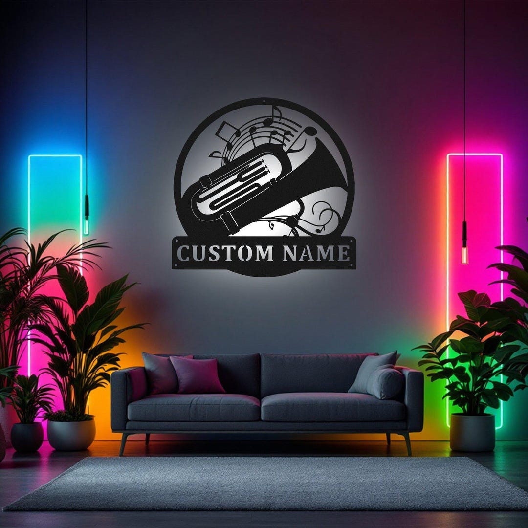 Custom Tuba Musical Instrument Metal Wall Art With Led Light ...