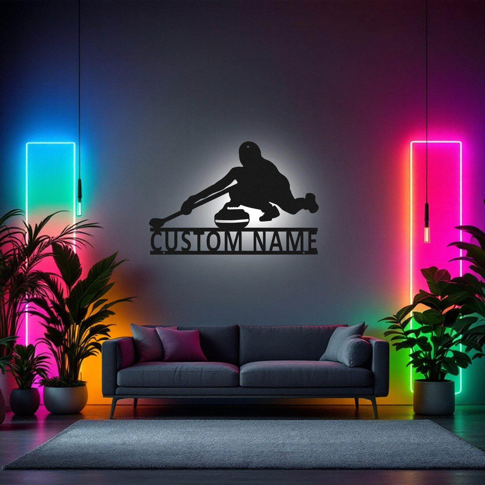 Custom Curling Metal Wall Art With LED Light: Personalized Name Sign - Etsy