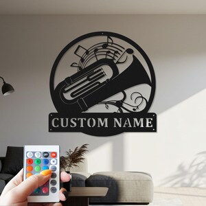 Custom Tuba Musical Instrument Metal Wall Art With Led Light ...
