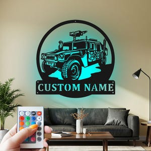 Custom Humvee Led Light Metal Wall Art Humvee Driver Name Sign Home ...