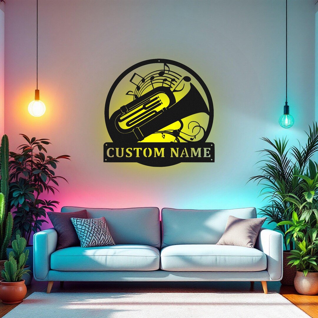 Custom Tuba Musical Instrument Metal Wall Art With Led Light ...