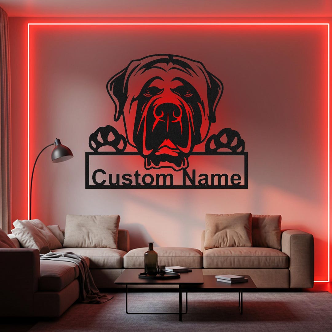 Personalized English Mastiff Metal Sign: LED Wall Decor - Etsy