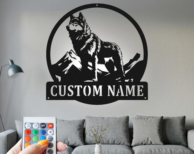 Custom Wolf Gift | Wolf Wall Art | Personalized Wood Wolves Sign ...