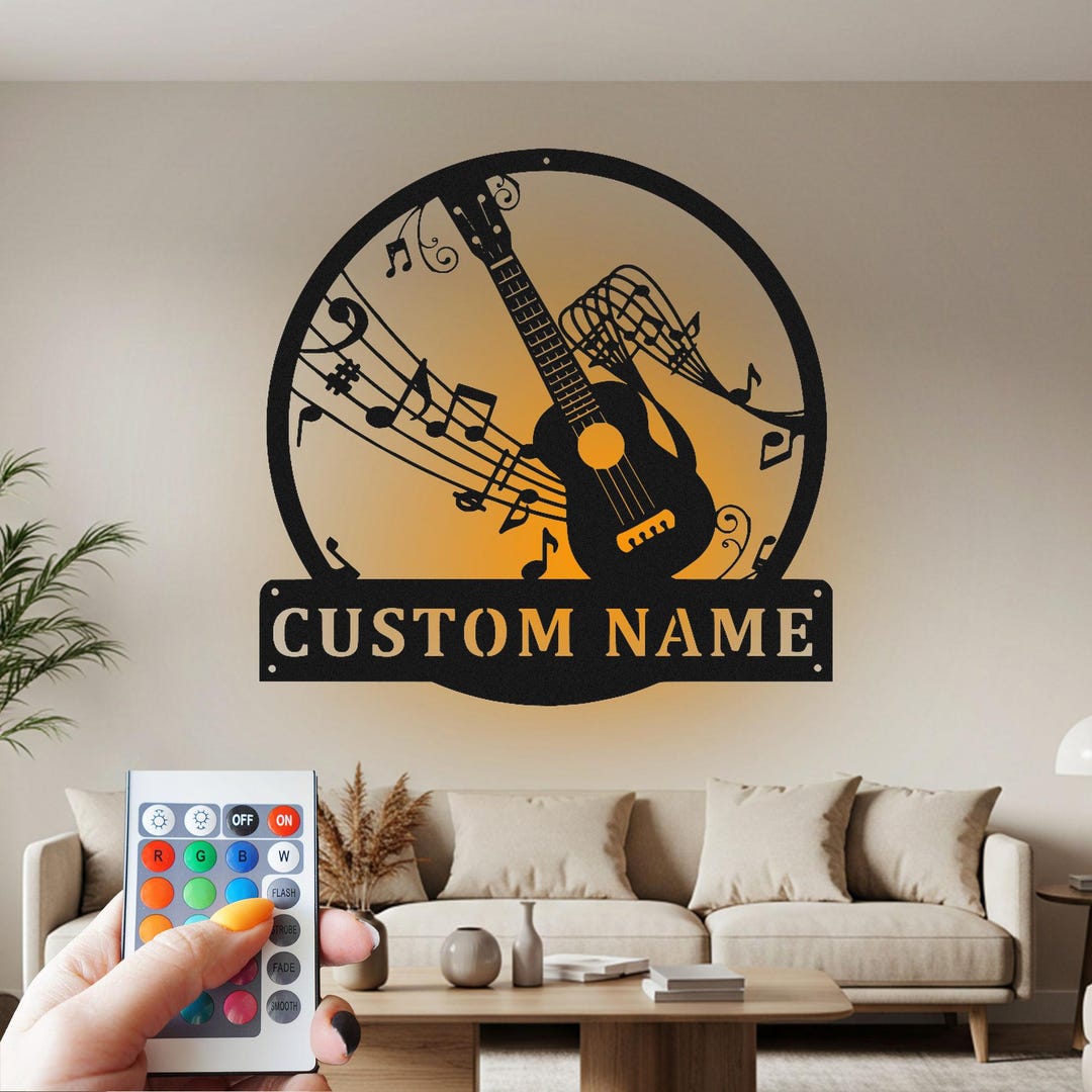 Ukulele Musical Instrument Custom Sign Metal Wall Art Led Light, Custom ...