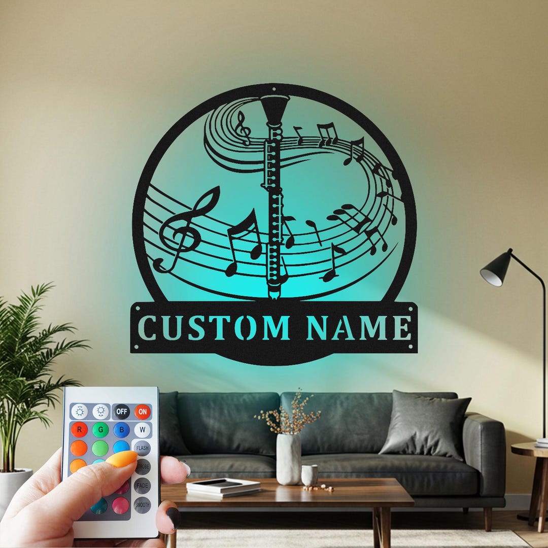 Custom Clarinet Metal Wall Art With Led Light, Personalized Clarinet ...