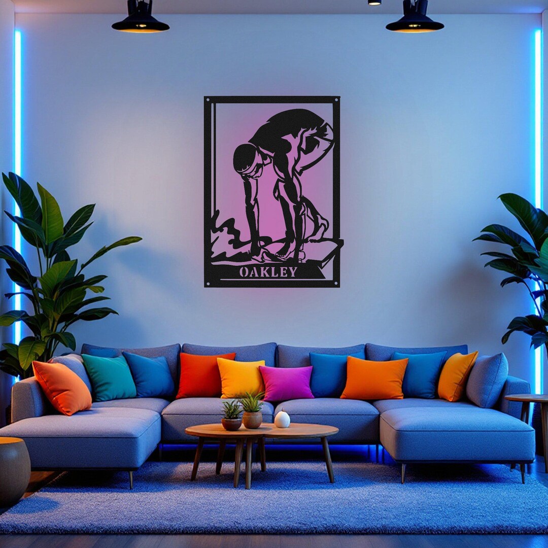 Custom Male Swimming Signage Metal Wall Art With Led Light ...
