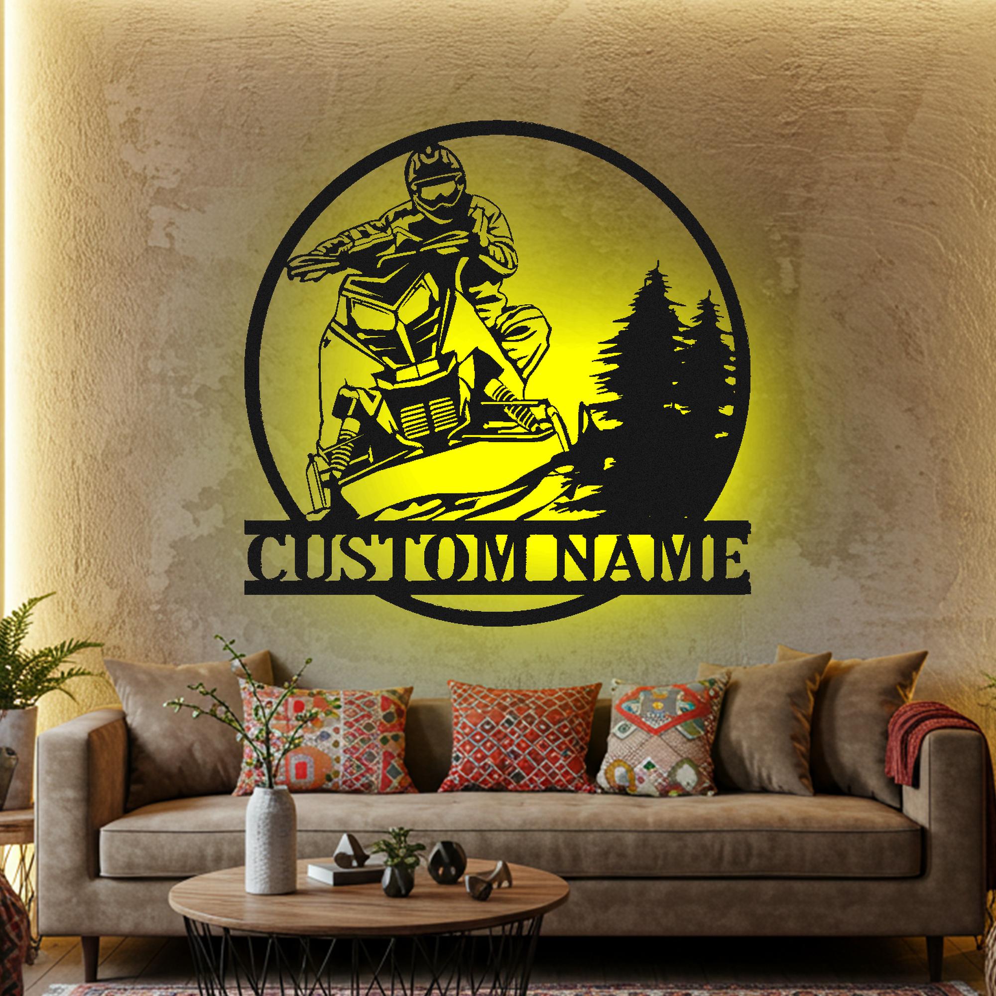 Custom Snowmobile LED Metal Wall Art: Personalized Home Decor - Etsy Canada