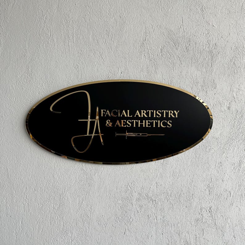 Business Mirror Logo Sign Acrylic Custom Logo Decoration Office Door ...