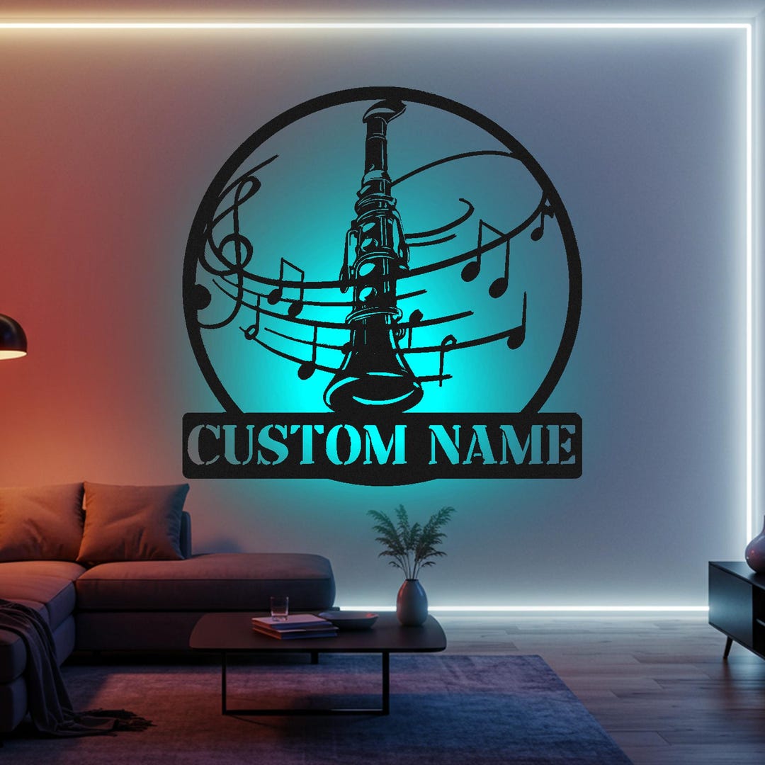 Custom Clarinet LED Metal Wall Art: Personalized Music Decor - Etsy