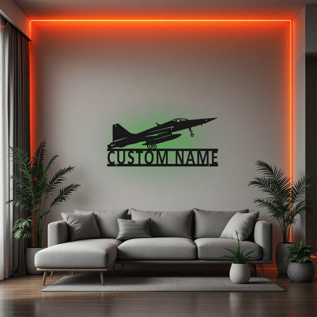 Custom Fighter Jet Metal Wall Art With LED Light - Personalized Pilot ...