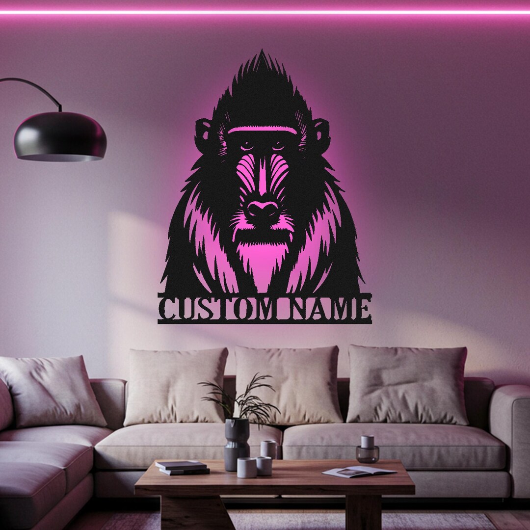 Custom Mandrill Monkey Led Light Metal Wall Art Mandrill Monkey Lover ...