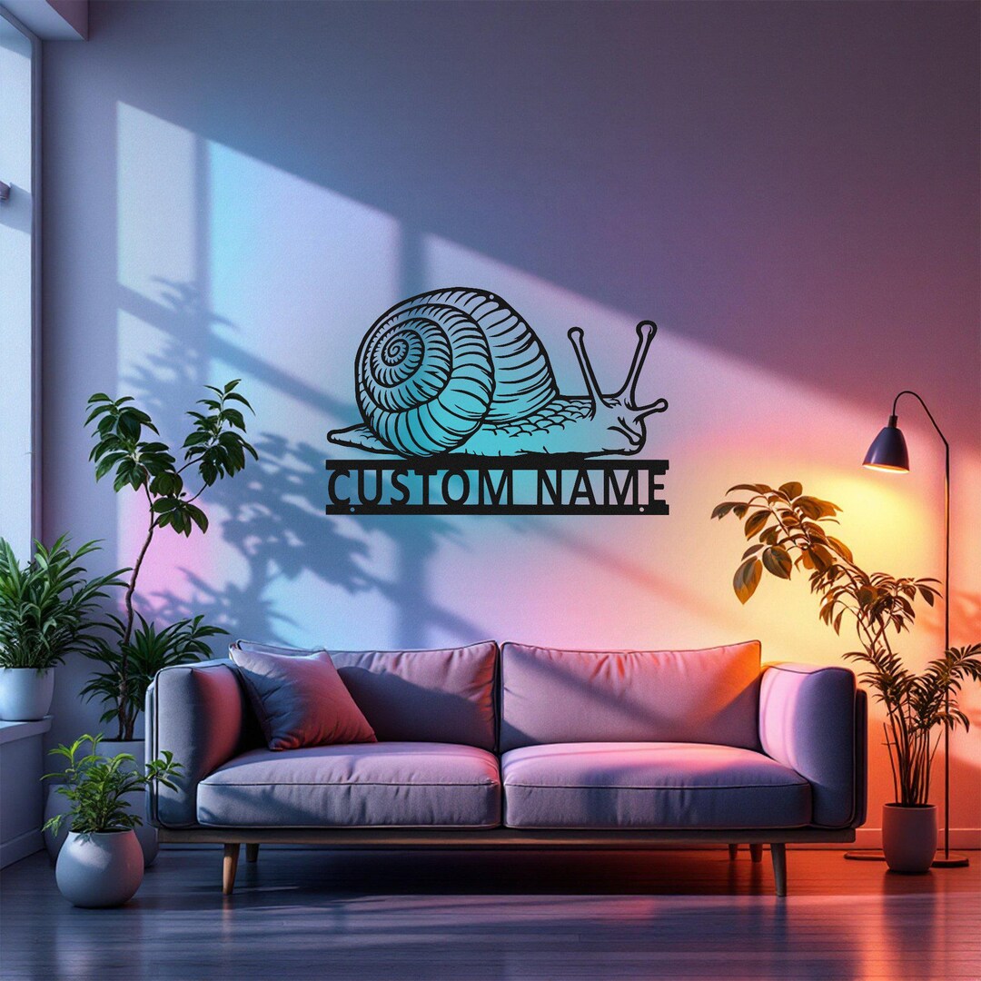 Custom Snail Metal Wall Art With LED Light - Personalized Name Sign - Etsy