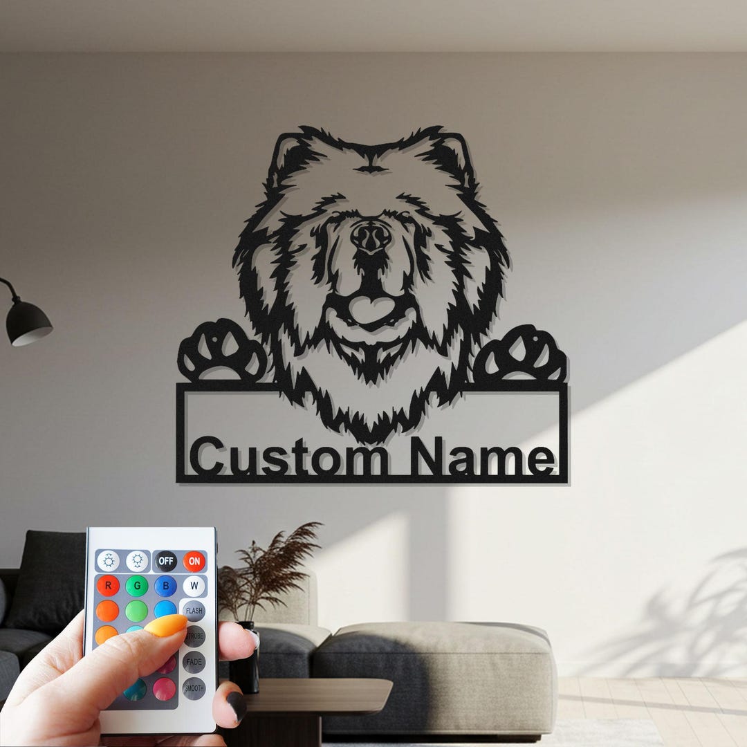 Custom Chow Chow Metal Sign, Chow Chow Metal Wall Art With Led Light ...