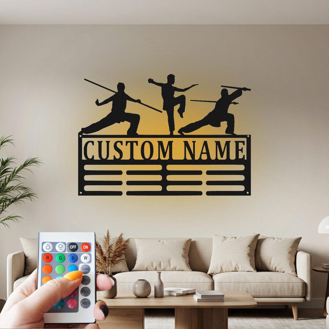 Custom Wushu Medal Holder Light, Personalized Wushu Player Name Medal ...
