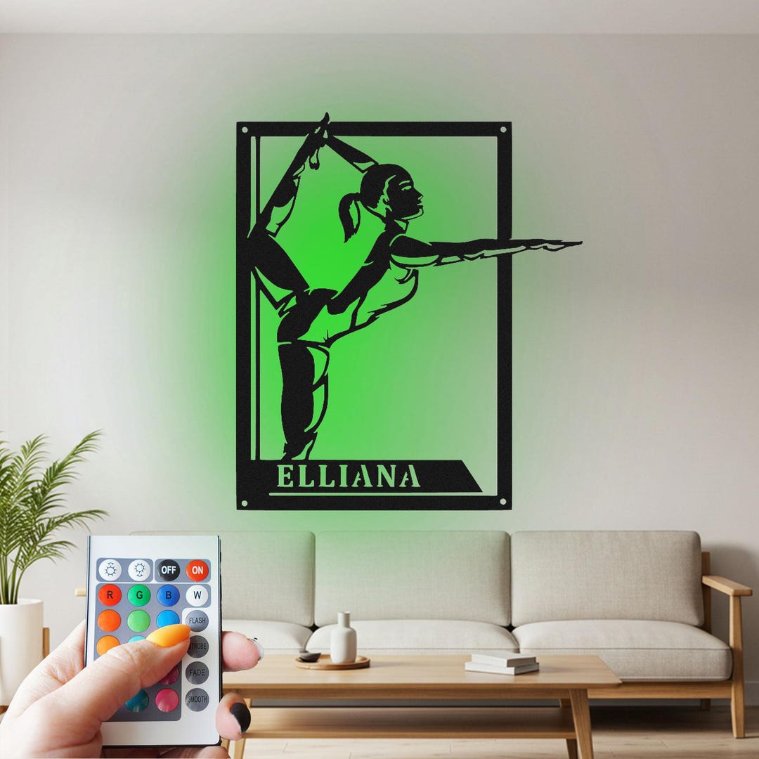 Custom Gymnastics Metal Wall Art: LED Light, Personalized Name Sign - Etsy