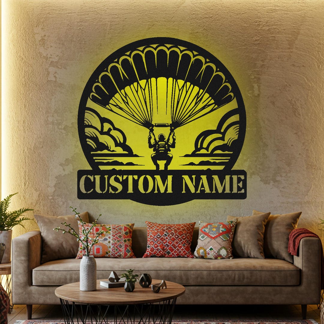 Custom Powered Parachute LED Metal Wall Art: Personalized Home Decor - Etsy