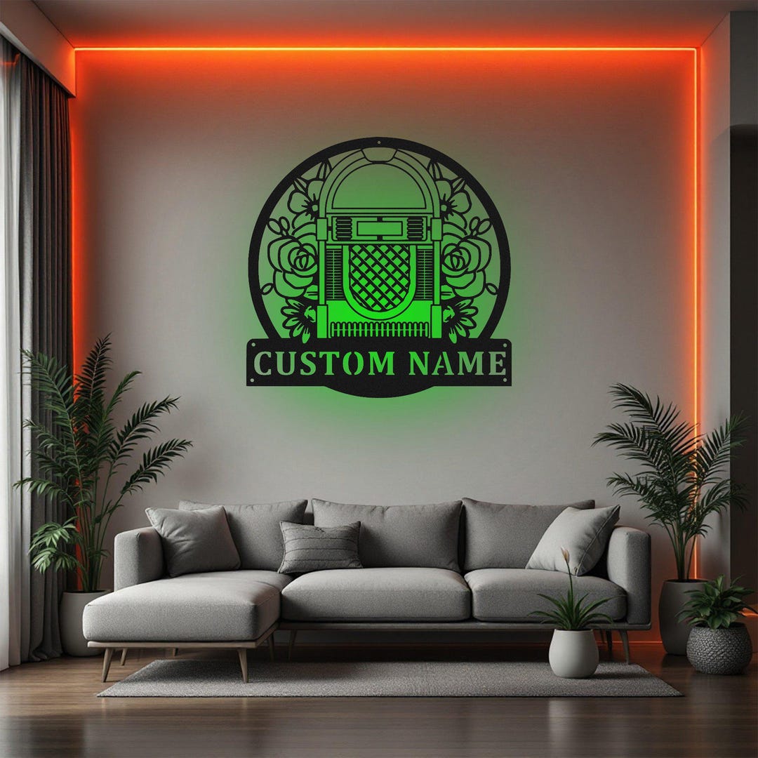 Custom Jukebox Metal Wall Art With Led Light, Personalized Jukebox ...