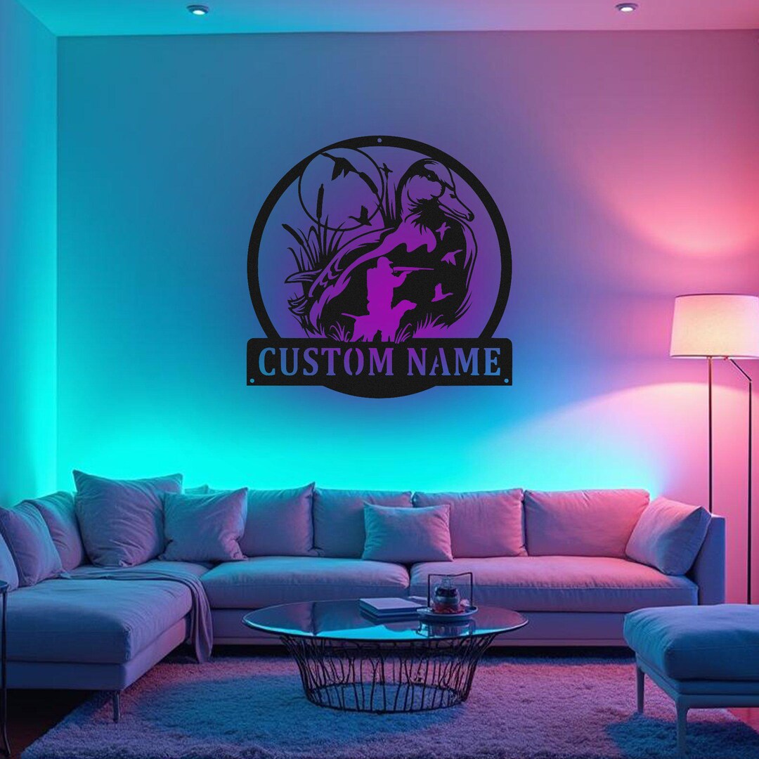 Custom Duck Hunting Metal Wall Art With LED Light, Personalized Duck ...