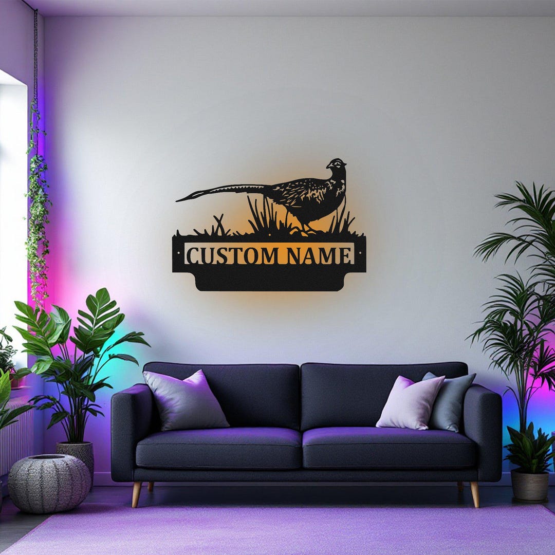 Custom Pheasant Metal Wall Art With LED Light: Personalized Home Decor ...