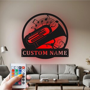 Custom Tuba Musical Instrument Metal Wall Art With Led Light ...