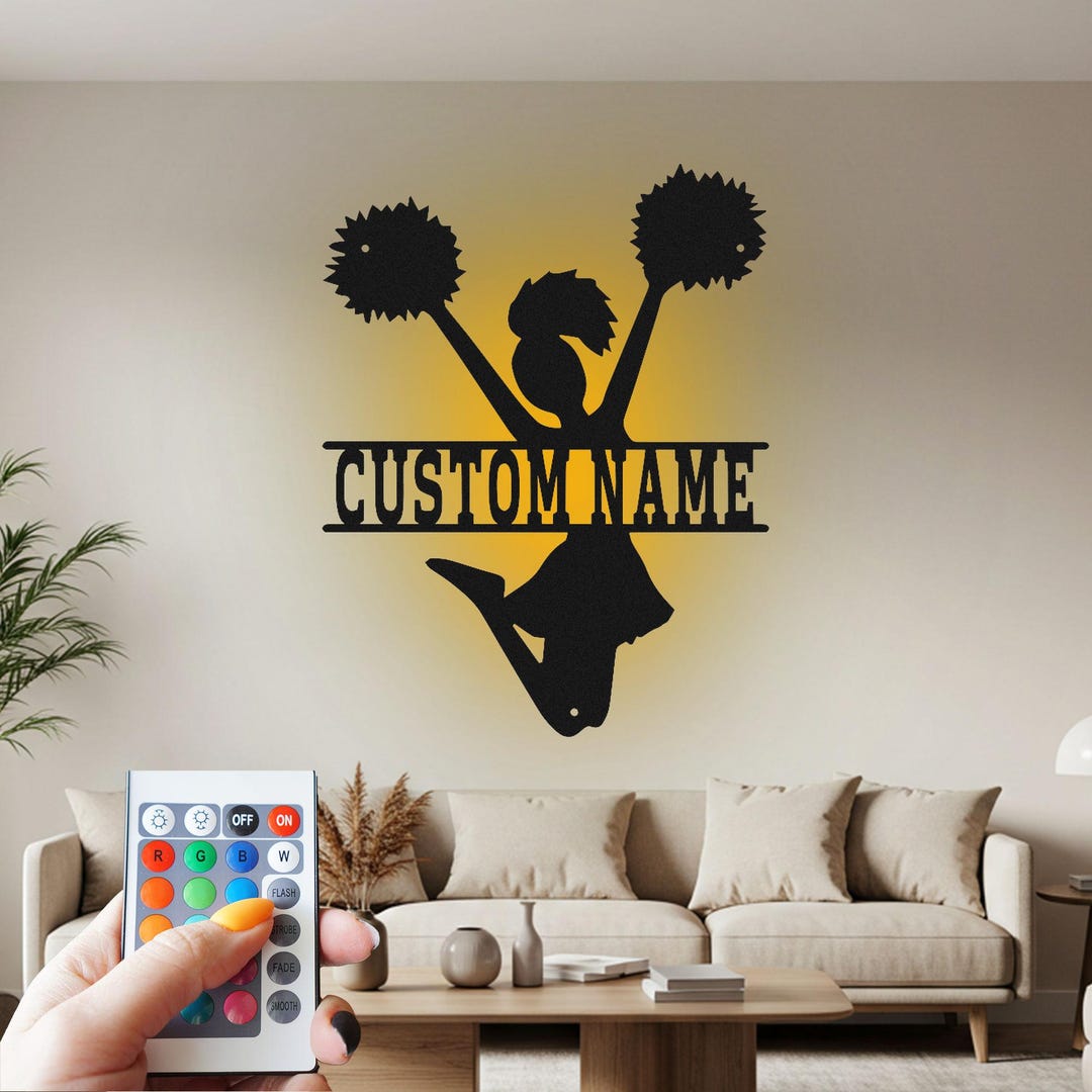 Custom Cheerleader Metal Wall Art With Led Light, Personalized ...