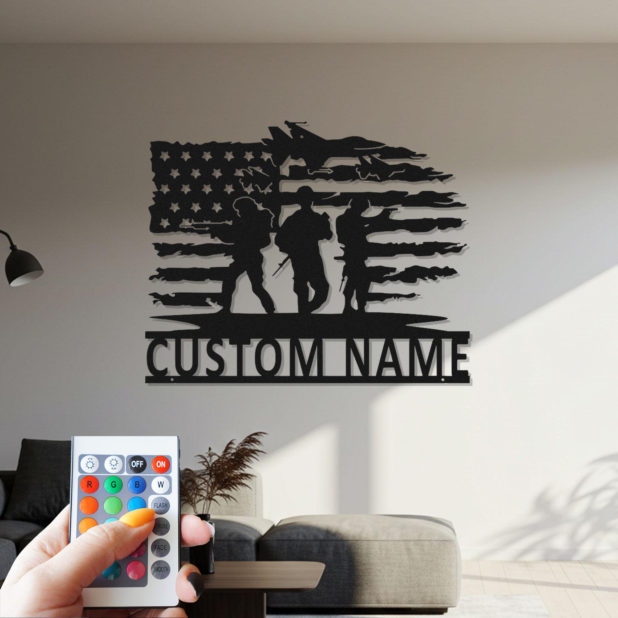 Custom US Soldier Metal Wall Art With LED: Personalized Name Sign - Etsy