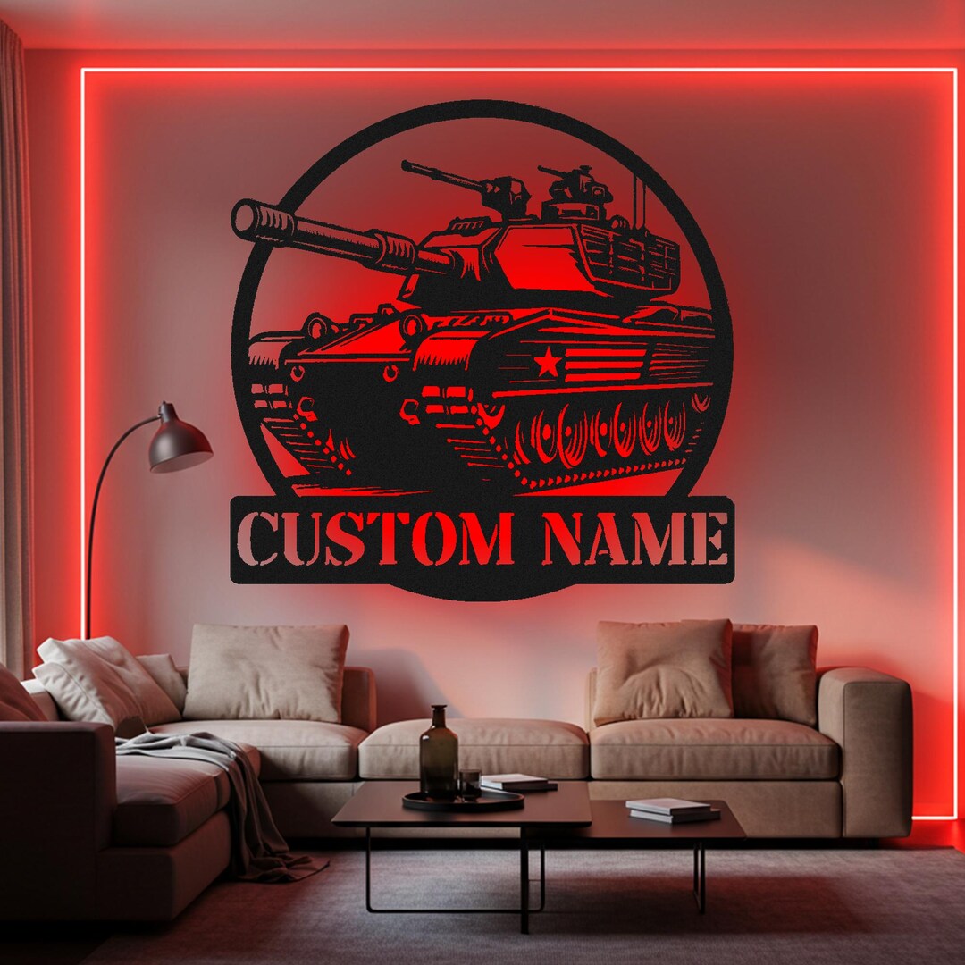Us Military Tank Custom Sign Led Light Metal Wall Decor American ...