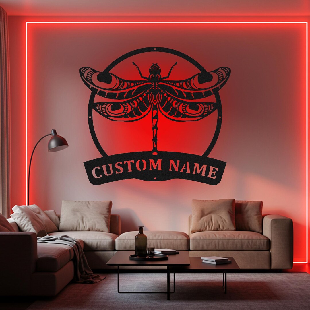Sign Dragonfly Metal Sign, Dragonfly Sign Metal Wall Art Led Light ...