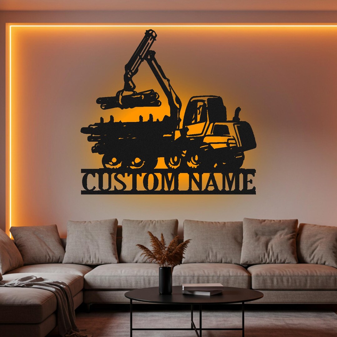 Custom Logging Lumber Harvester Led Light Metal Wall Art Loggers Name ...