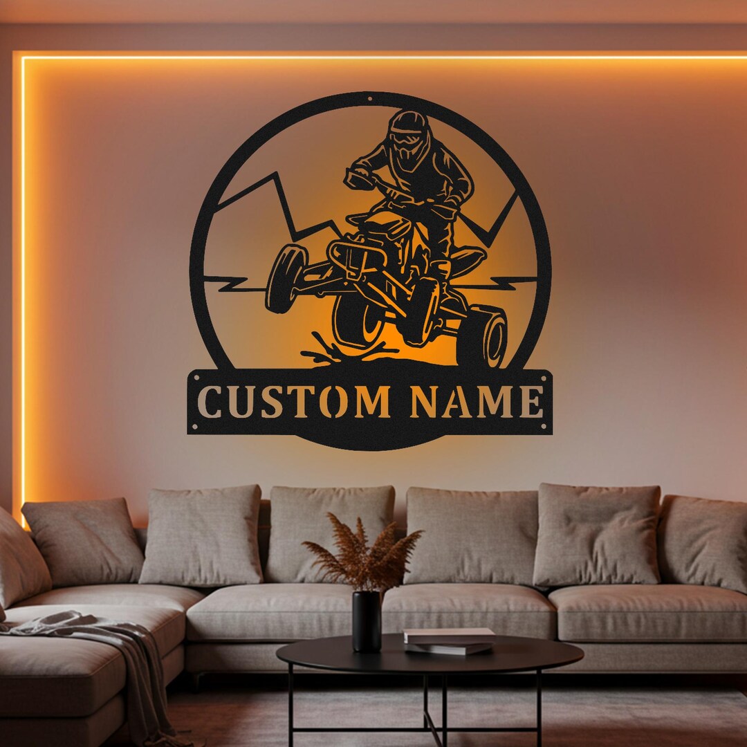 Custom ATV Rider Metal Wall Art With Led Light, Personalized ATV Rider ...