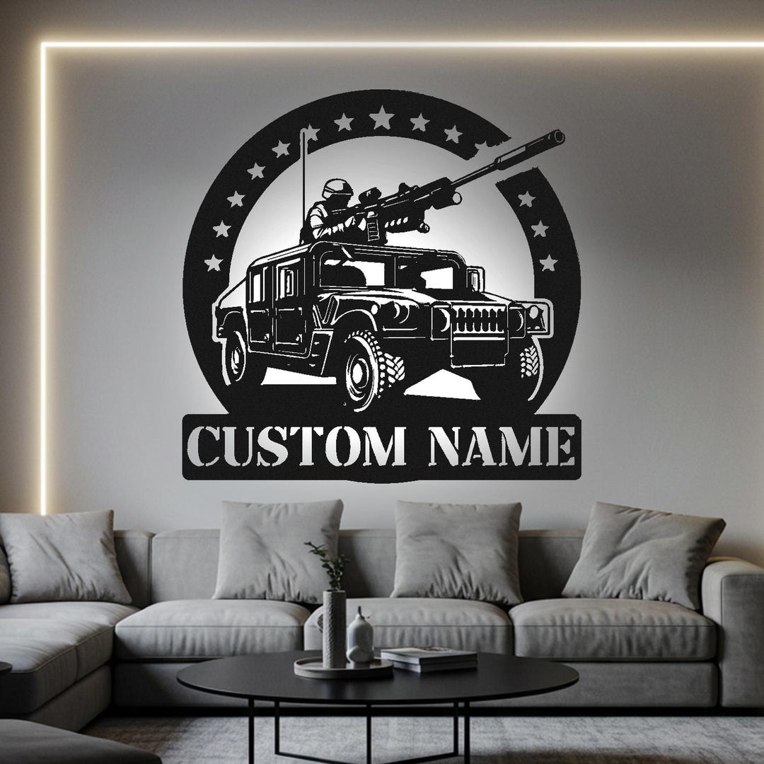 Custom Humvee Led Light Metal Wall Art Humvee Driver Name Sign Home ...