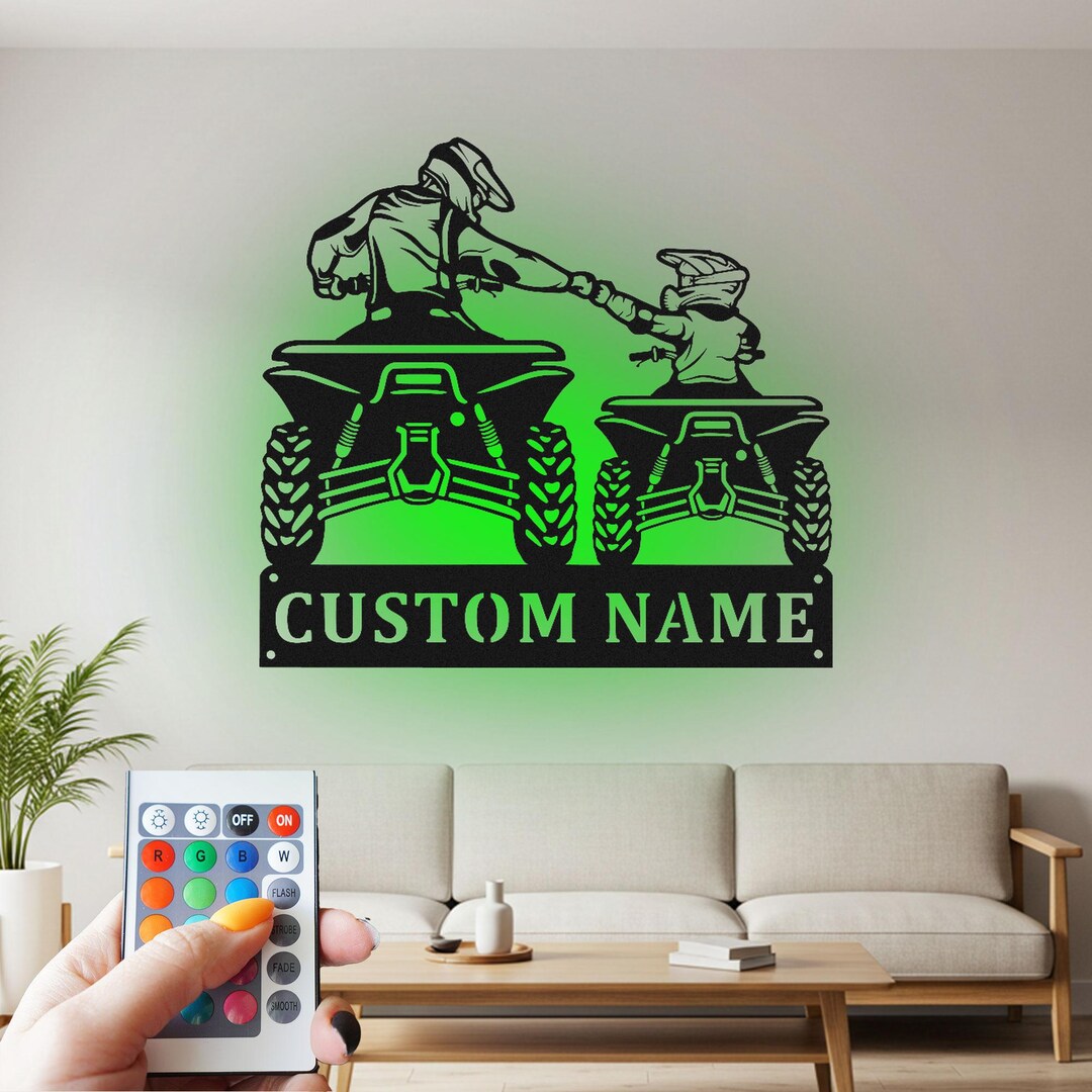Custom ATV Father and Son Metal Wall Art With Led Light, Personalized ...