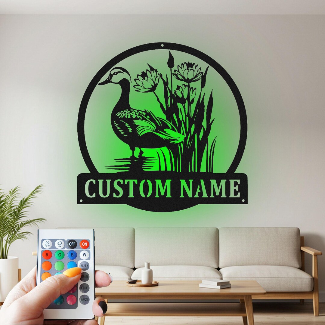 Custom Duck Metal Sign: Personalized LED Wall Decor - Etsy