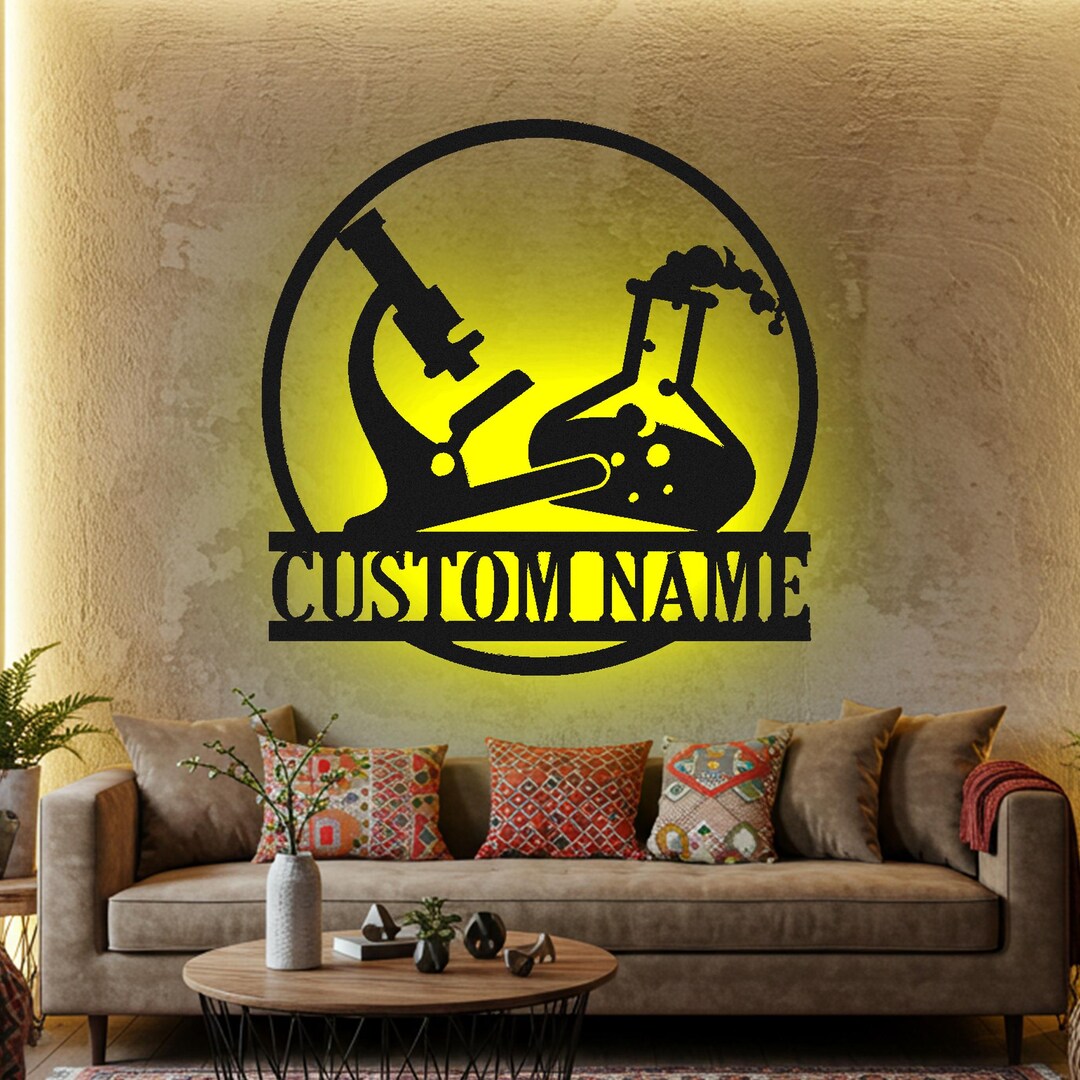 Custom Chemistry Teacher Led Light Metal Wall Art Chemist Name Sign Science Home Decor Chemistry ...