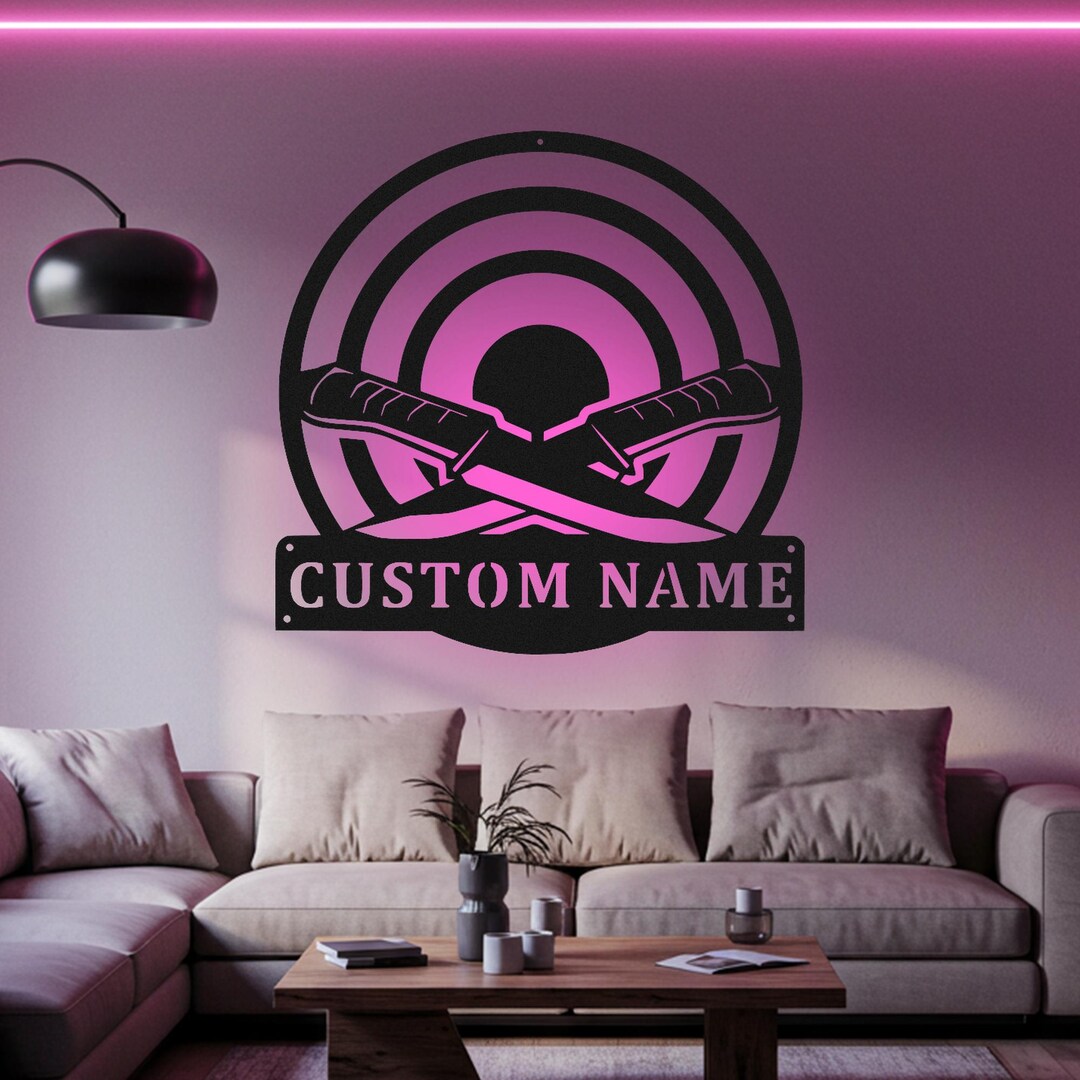 Personalized Knife Throwing Metal Sign: LED Wall Art - Etsy