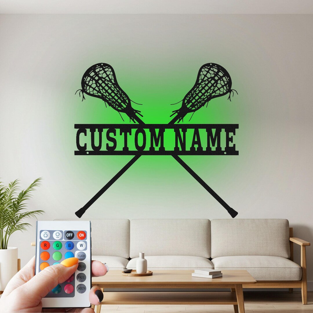 Custom Lacrosse Sticks Metal Wall Art With RGB LED Light - Etsy