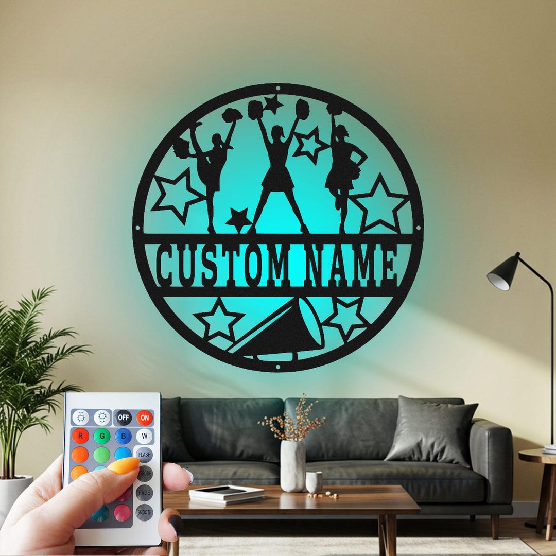 Custom Cheerleading Metal Wall Art With Led Light, Personalized ...