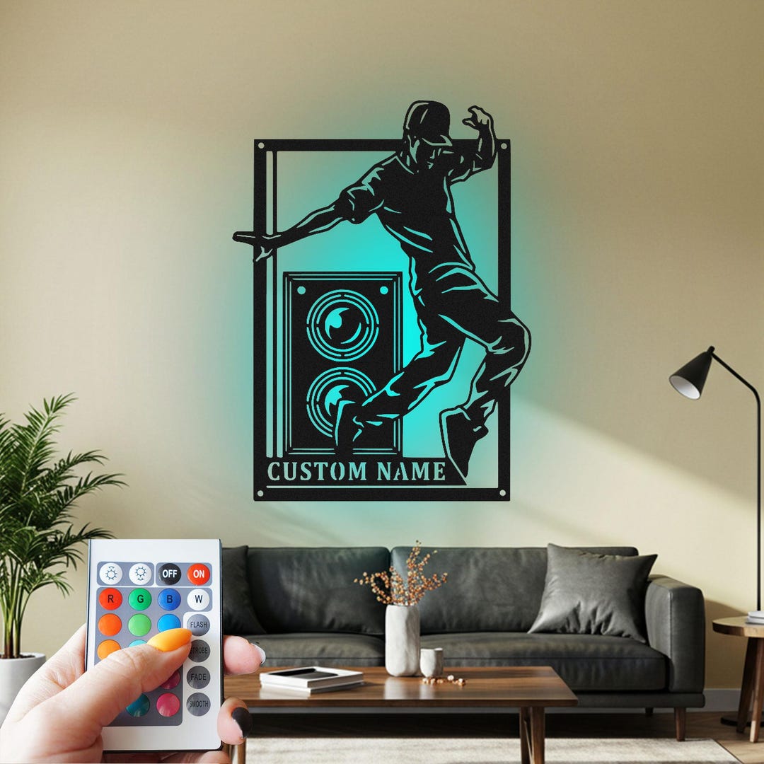 Custom Male Street Dance Signage Metal Wall Art With Led Light ...