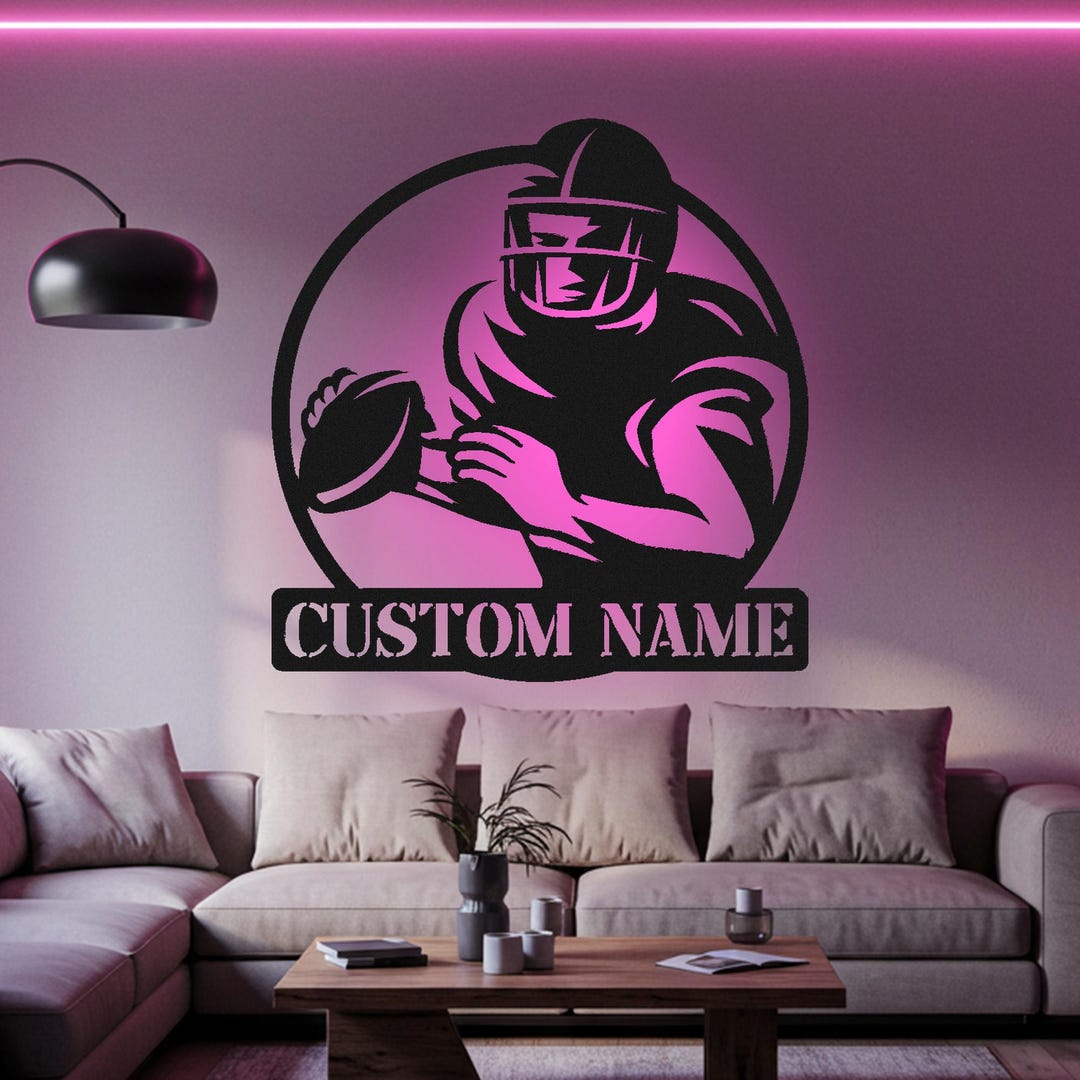 Custom Gridiron Football Led Light Metal Wall Art American Football ...